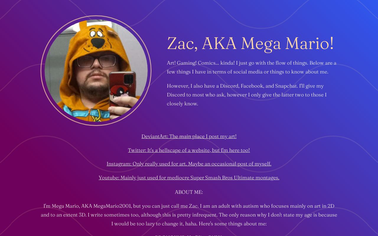 Mega Mario AKA Zac's Carrd!